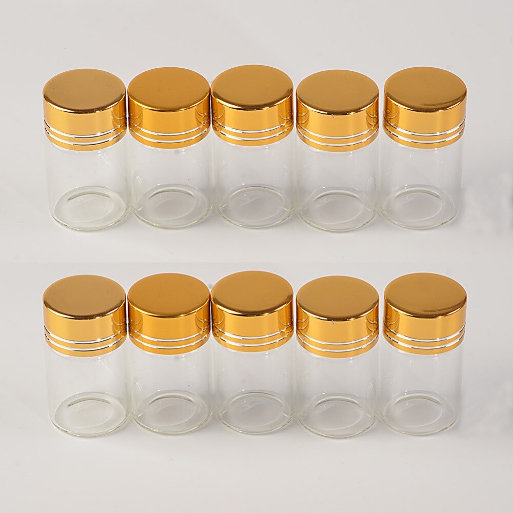 50pcs 6ml Glass Bottles Plastic Screw Golden Cap E... – Grandado