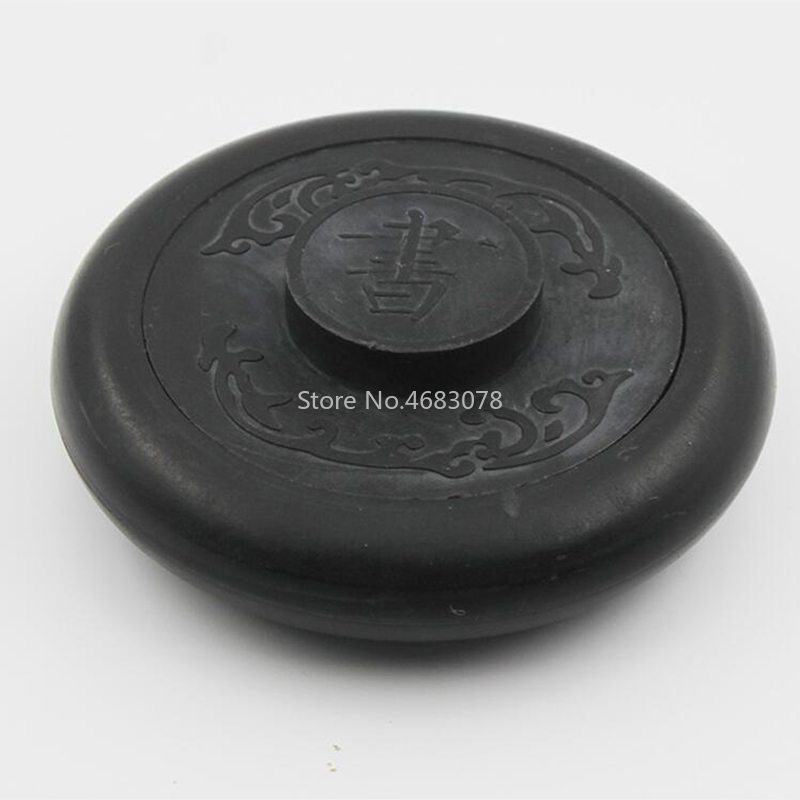 1pcs 4-inch plastic circular inkstone with cover Ribbed inkstone in ...