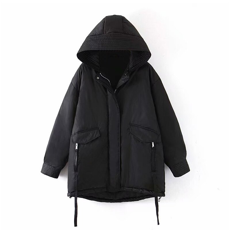 Aachoe Winter Casual Black Hooded Parka Women Long... – Vicedeal