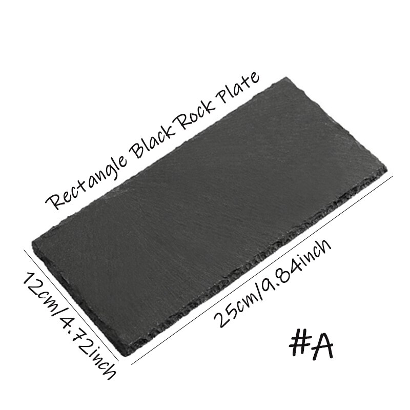 Rectangle Black Rock Plate Slab Round Natural Slat... – Grandado