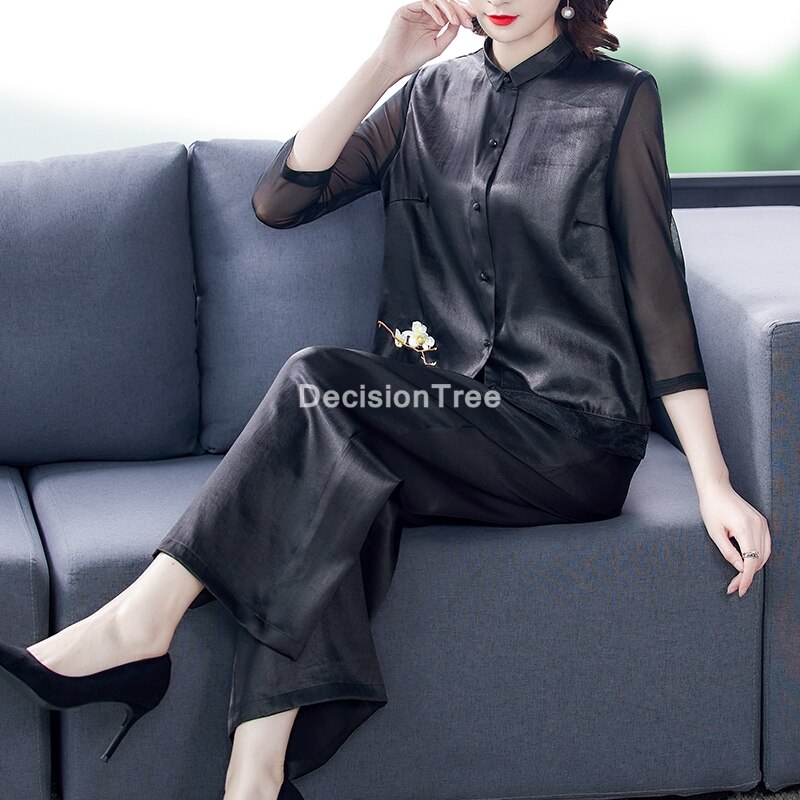 2022 traditional chinese cheongsam top+pants set w... – Vicedeal