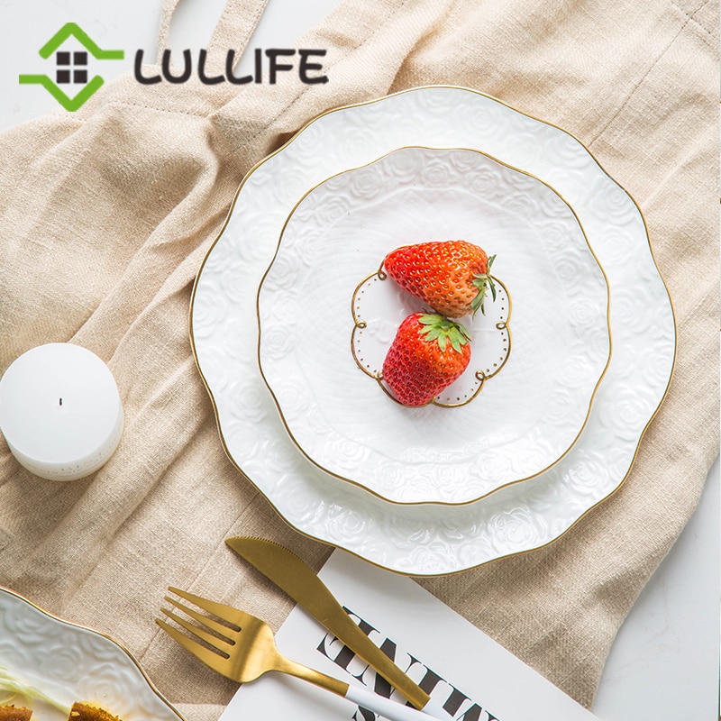 Hvitt bein kina middagstallerken årgang blomst for... – Grandado