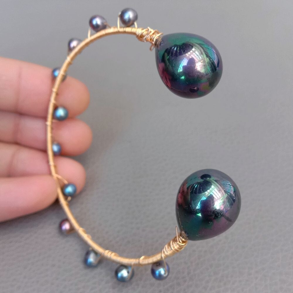 Y·YING Freshwater Black Pearl Teardrop Sea Shell P... – Vicedeal