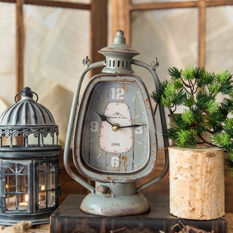 Gray Handle Candle Lantern Shape Iron Clock Europe... – Vicedeal