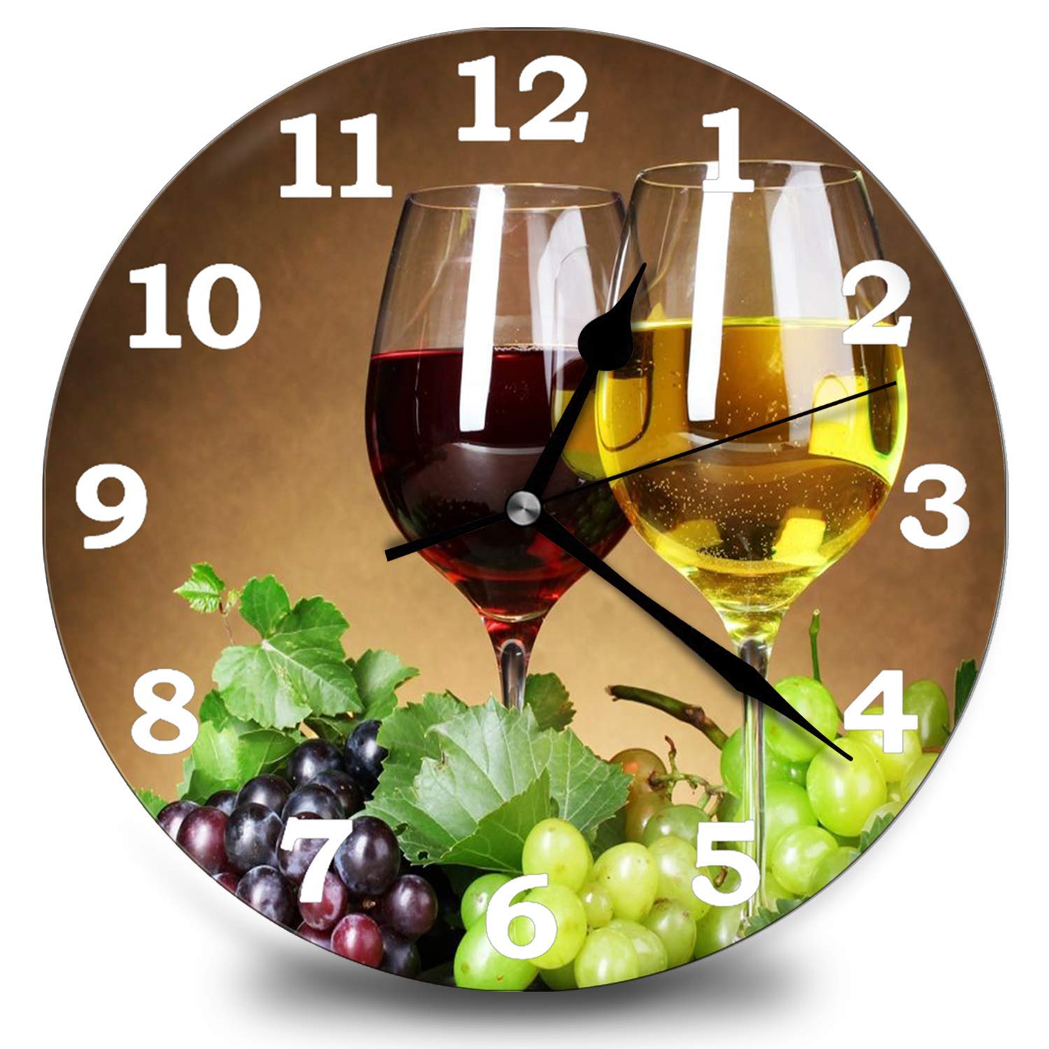 Wine Champagne Grape Wall Clock Vintage Wooden Rou... – Grandado