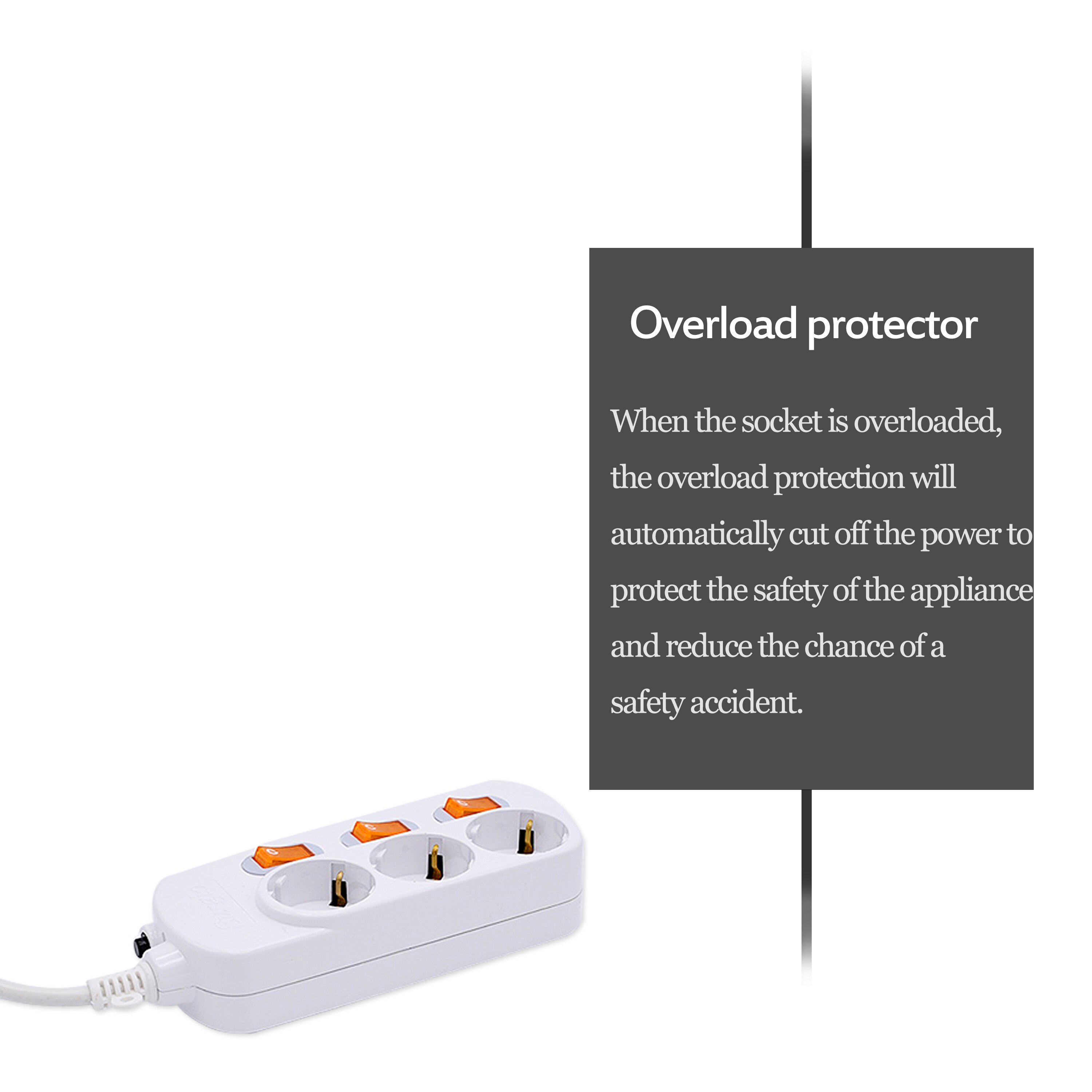 Power Strip Surge Protection 3 Outlets EU Socket P... – Grandado