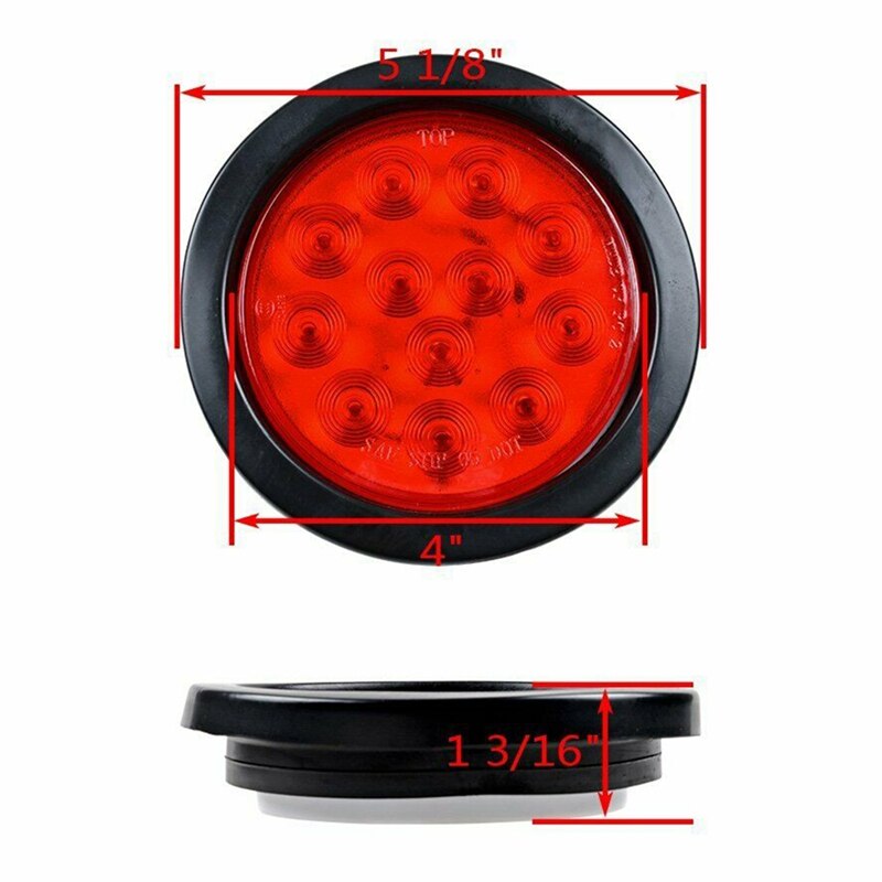 4Pcs 4Inch Round 12 Red Led Trailer Tail Lights Tr... – Grandado