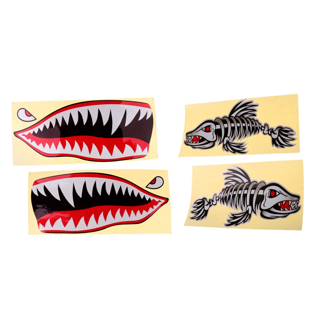 4x Shark Mouth Skeleton Vinyl Decals Sticker Fishi... – Grandado