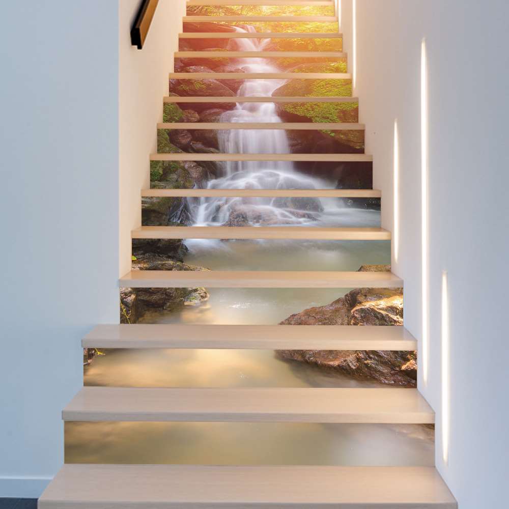3D Waterfall Self-Adhesive Stair Sticker Wall Mura... – Vicedeal