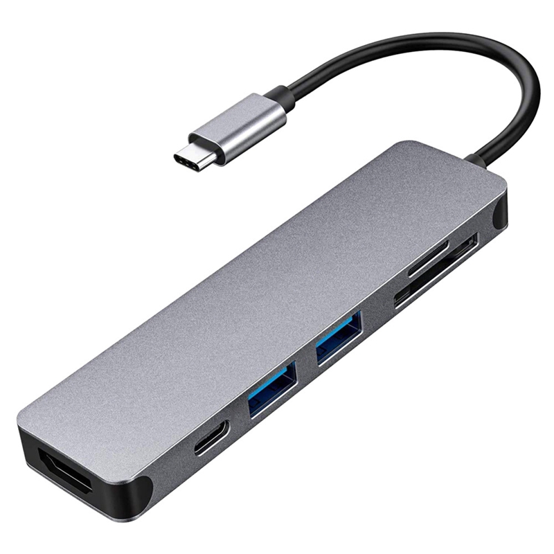 USB C Hub 6-in-1 Typ C Dock Bahnhof, 2 USB 3,0 Häf... – Grandado