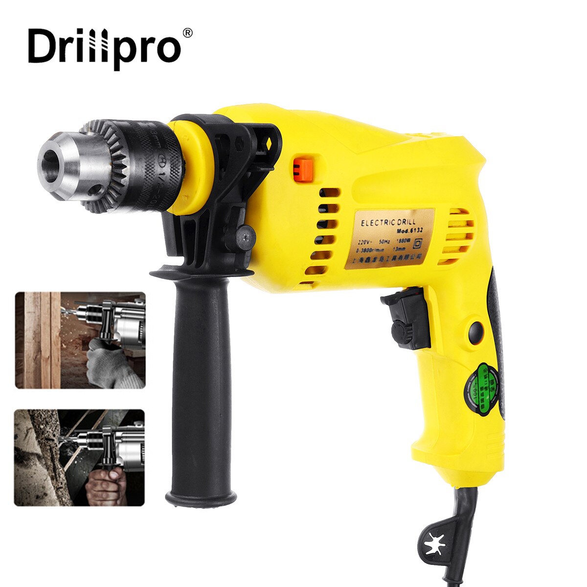 Drillpro 220V 1880W Electric Impact Drill Brushles... – Grandado