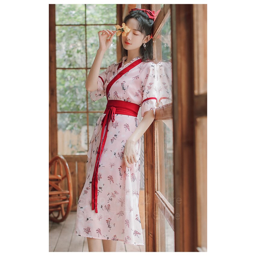 Lady Casual Red Hanfu Dress Traditional Chinese Co... – Grandado