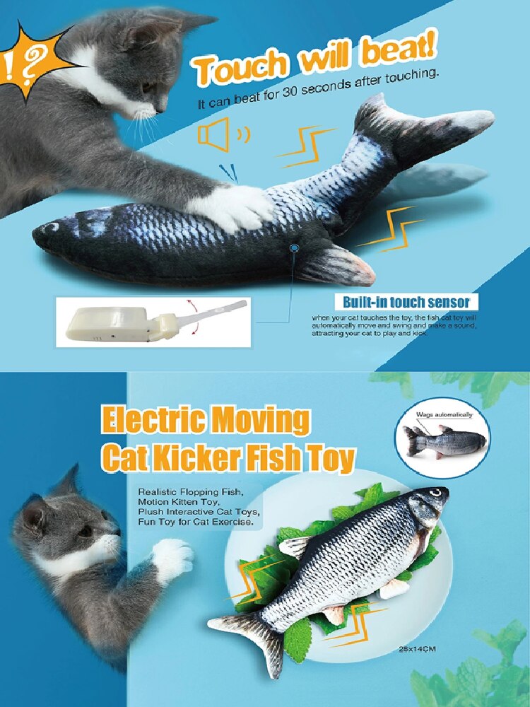 Moving Fish Cat Kicker Electric Wagging Moving Rea... – Vicedeal