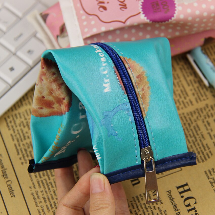 Macaron Cracker School Pencil Case Cute PU Cookies... – Grandado