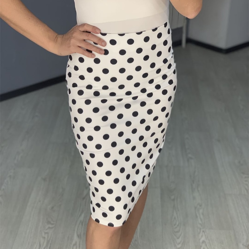 Realeft Vrouwen Stippen Gedrukt Potlood Wrap Rokke... – Grandado