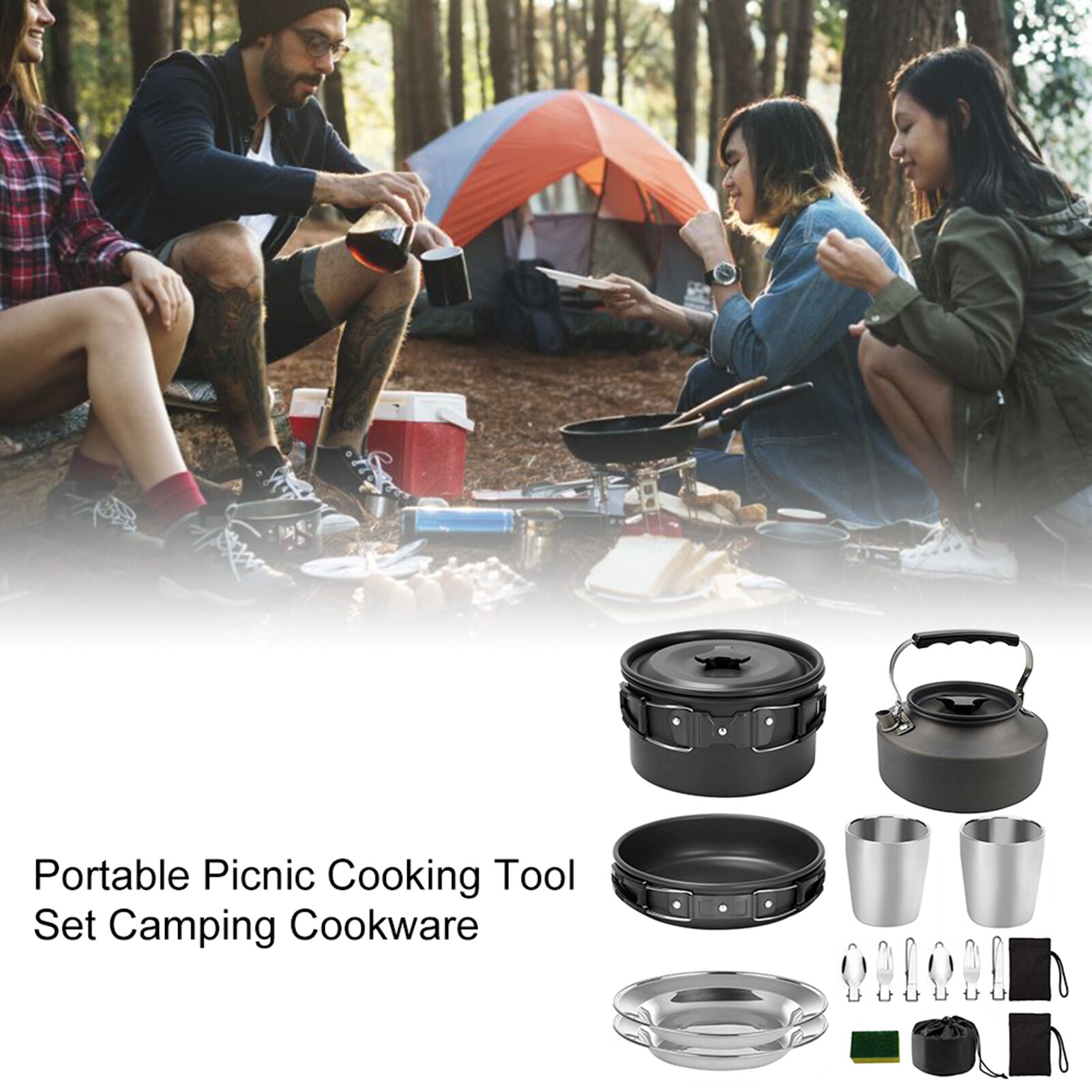 13pcs Outdoor Camping Cookware Set Marching Utensi... – Grandado