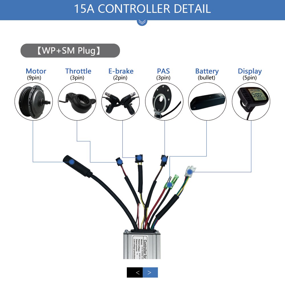 Ebike Controller 36V 48V 250W 350W 15A 6 Mosfets K... – Vicedeal