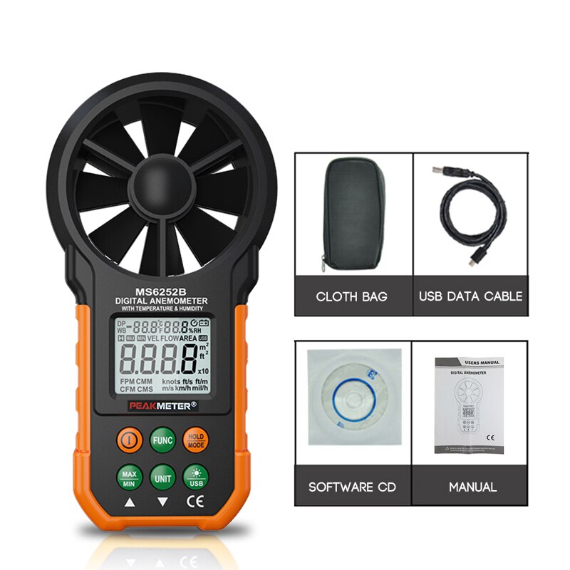 PEAKMETER MS6252B Professionele Wind Speed Test Me... – Vicedeal