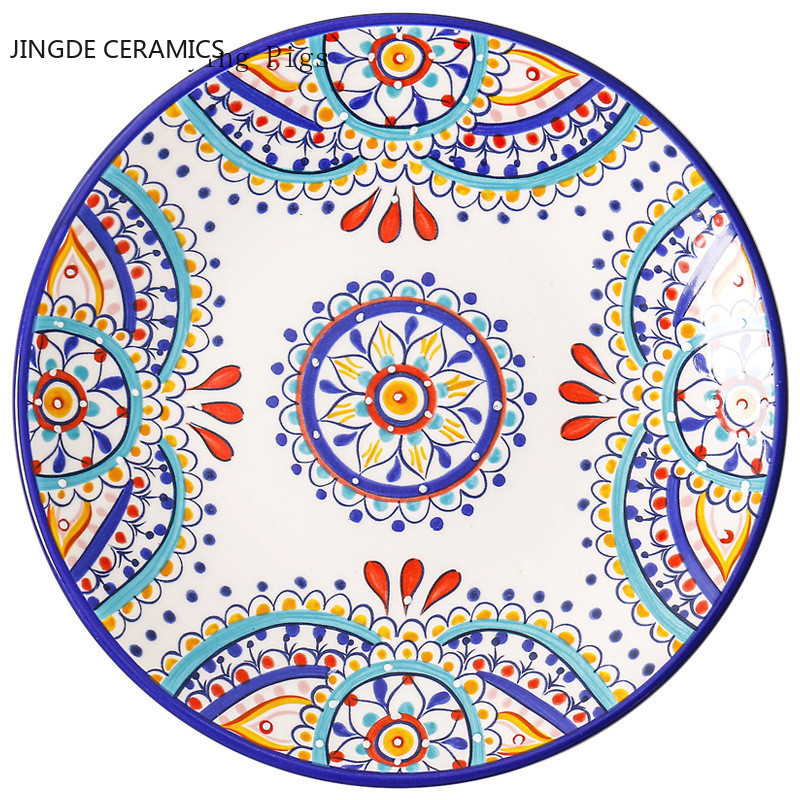Mediterranean Geometric Pattern Plate Set Bowl Com... – Vicedeal