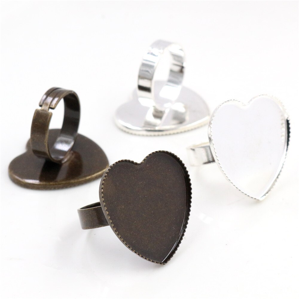 25mm 5 stk bronze / sølv forgyldt hjerte stil just... – Grandado