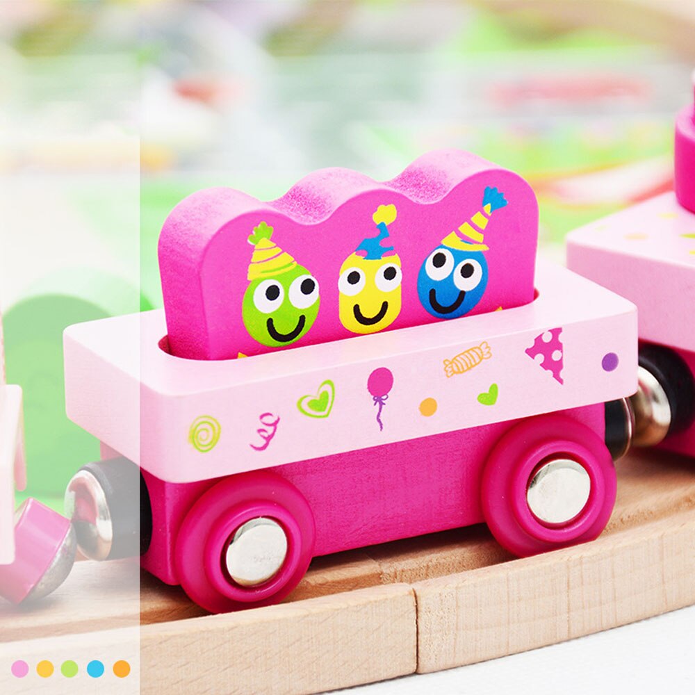39PC Pink wooden train children birthday Round Rai... – Grandado