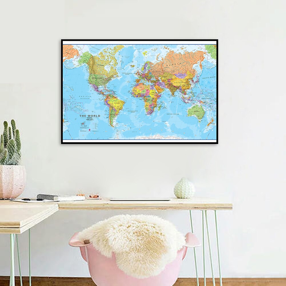 60*40cm The World Political Map Highly Detailed Ca... – Grandado