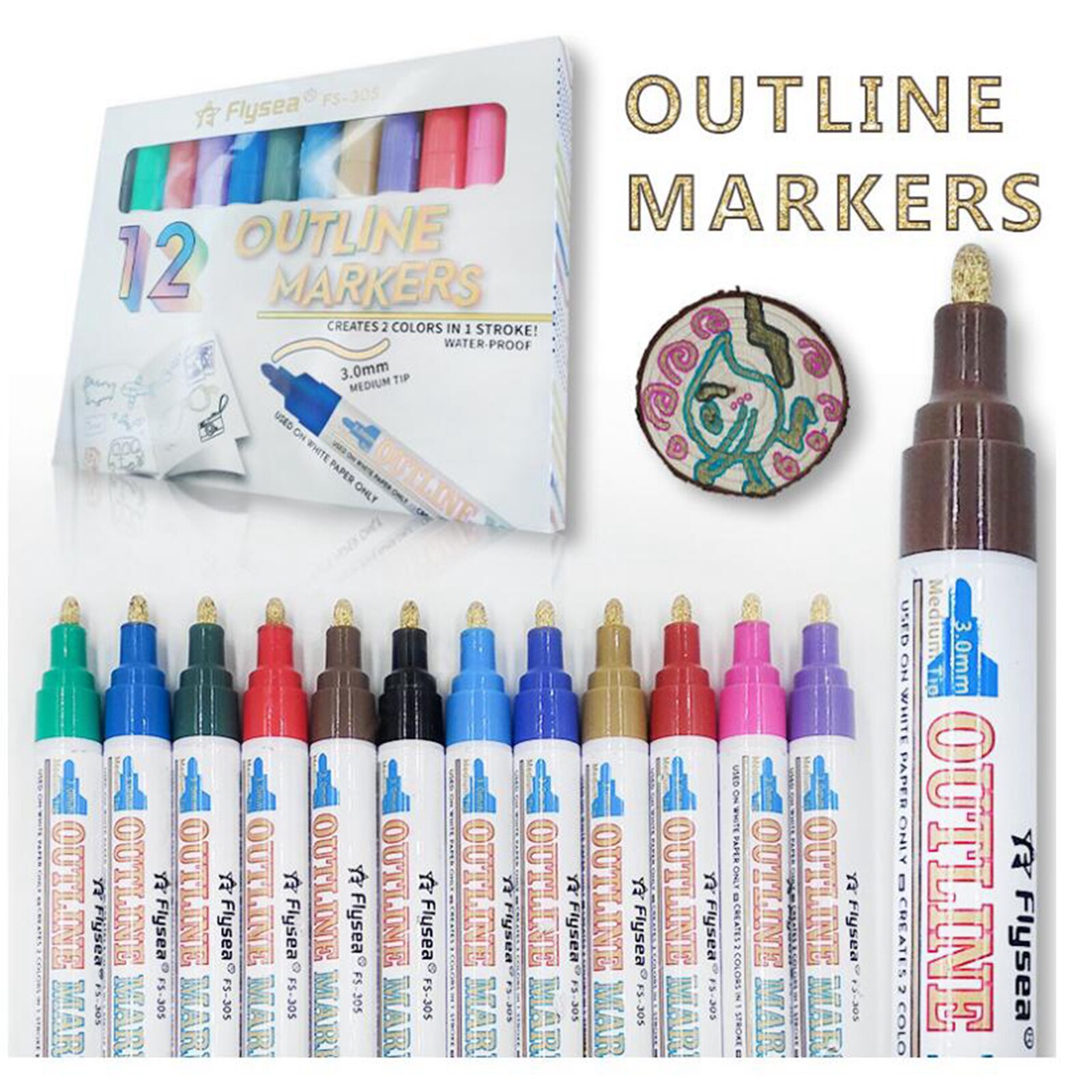 Double Line Outline Pens 12 Colors Self Outline Me... – Grandado