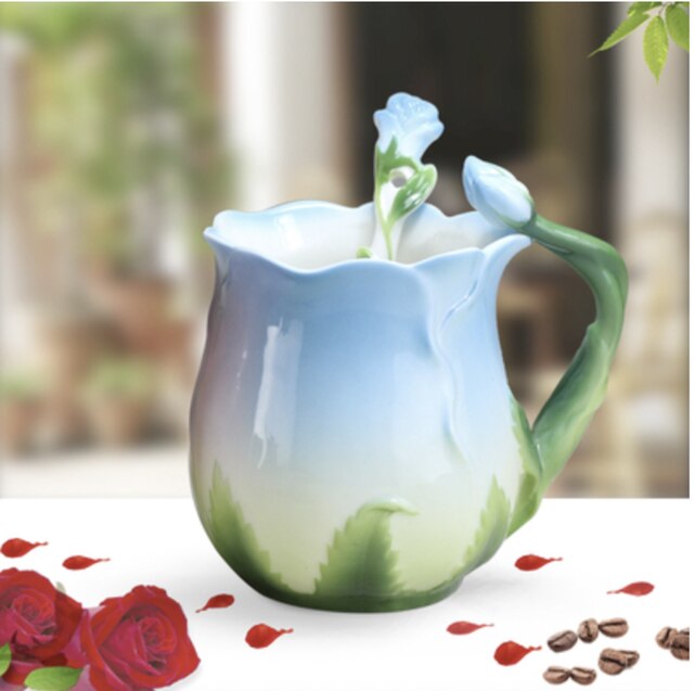 3D Rose Shape Flower Enamel Ceramic Coffee Tea Cup... – Grandado