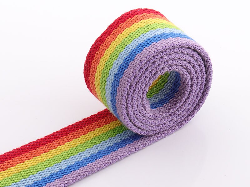 Rainbow Striped Webbing ribbon 38mm Cotton Handbag... – Vicedeal