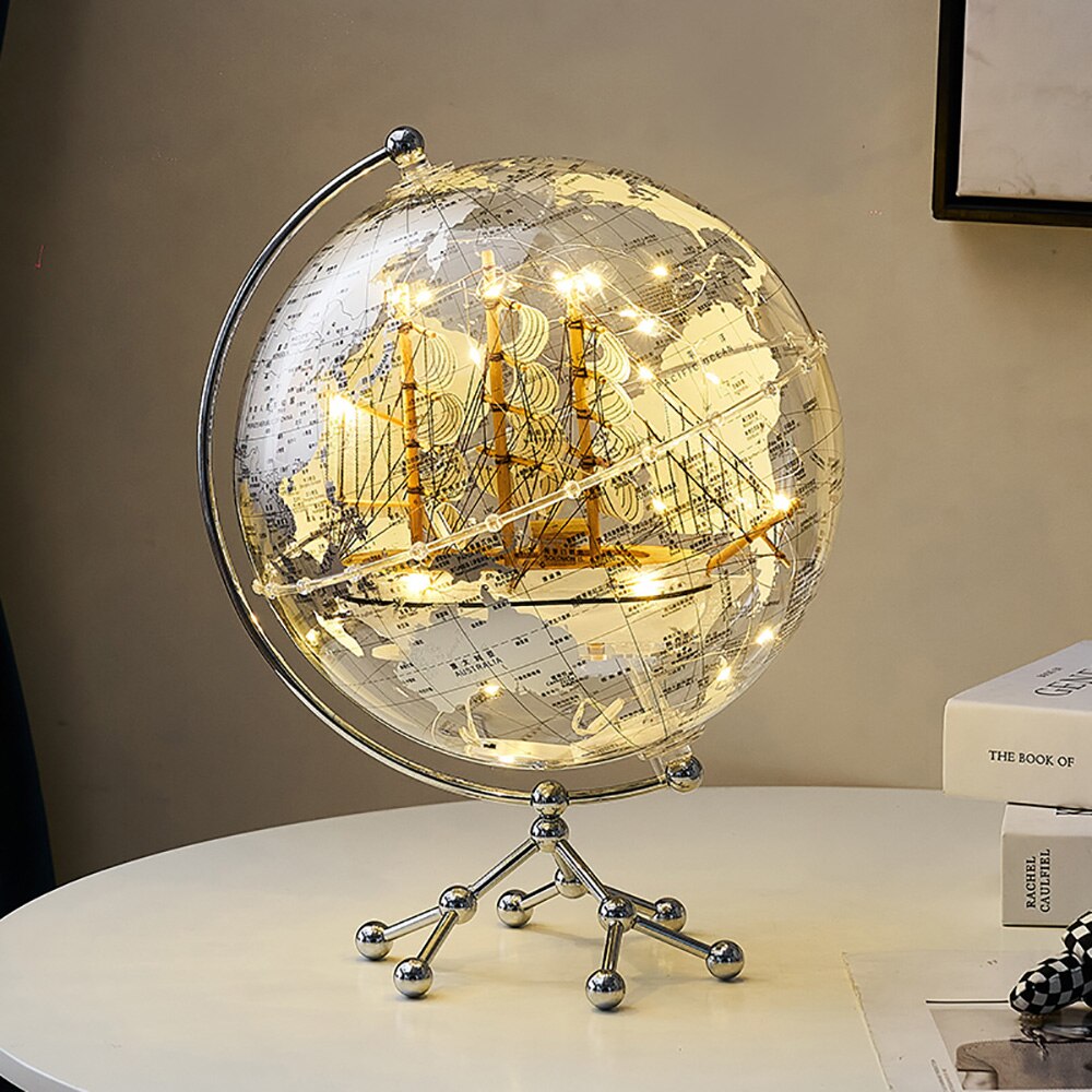 Globe with Light Statue Transparent Modern Home De... – Grandado