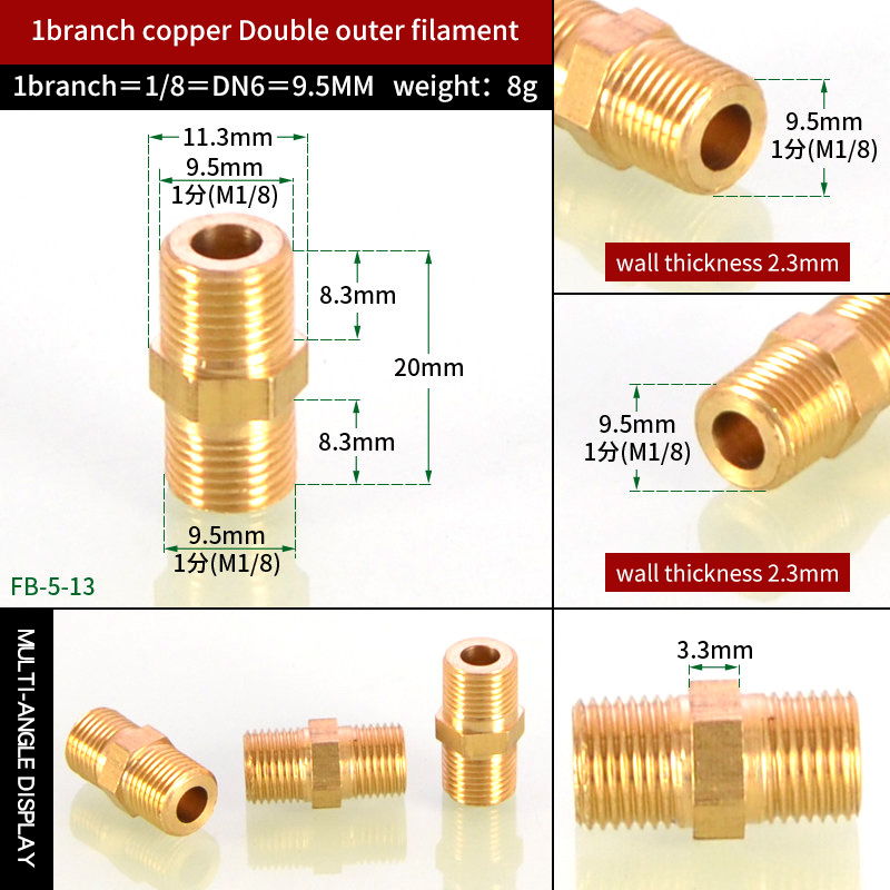 copper equal diameter double outer External thread... – Vicedeal