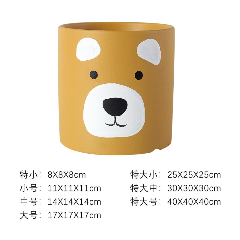 Dull Cute Abstract Bear Dog Ceramic Flowerpot Mult... – Grandado