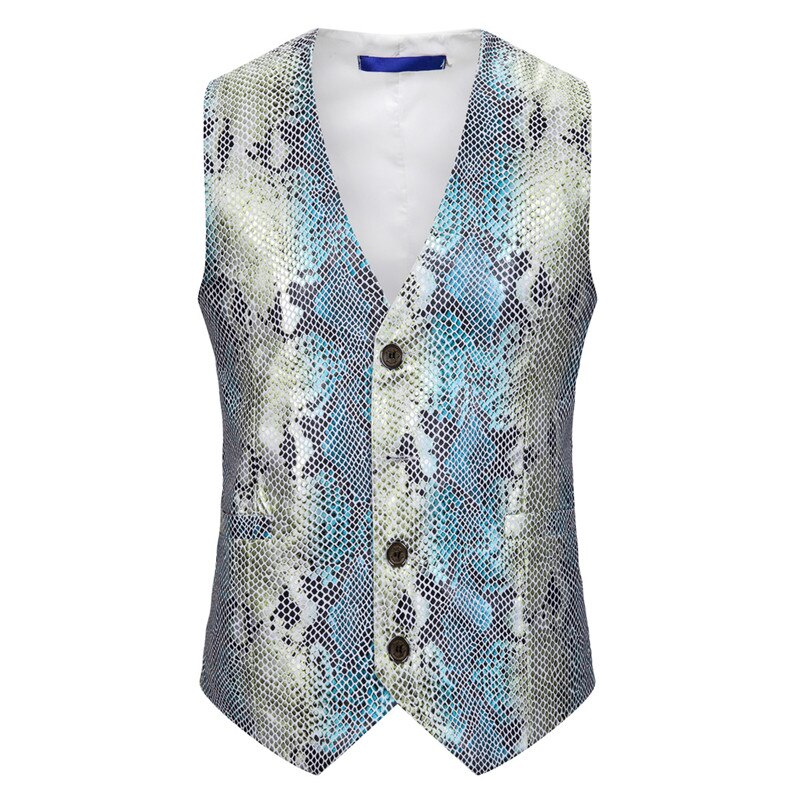 Dress Vests For Men Fish Scale Print Gradient Gile... – Vicedeal