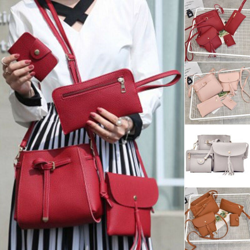 4pcs/set Women Ladies Leather Handbag Shoulder Tot... – Grandado