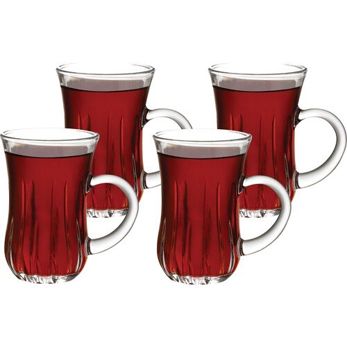 Aroya Glass 4 PCs Tea Cup With Handle 140 ml Trans... – Grandado
