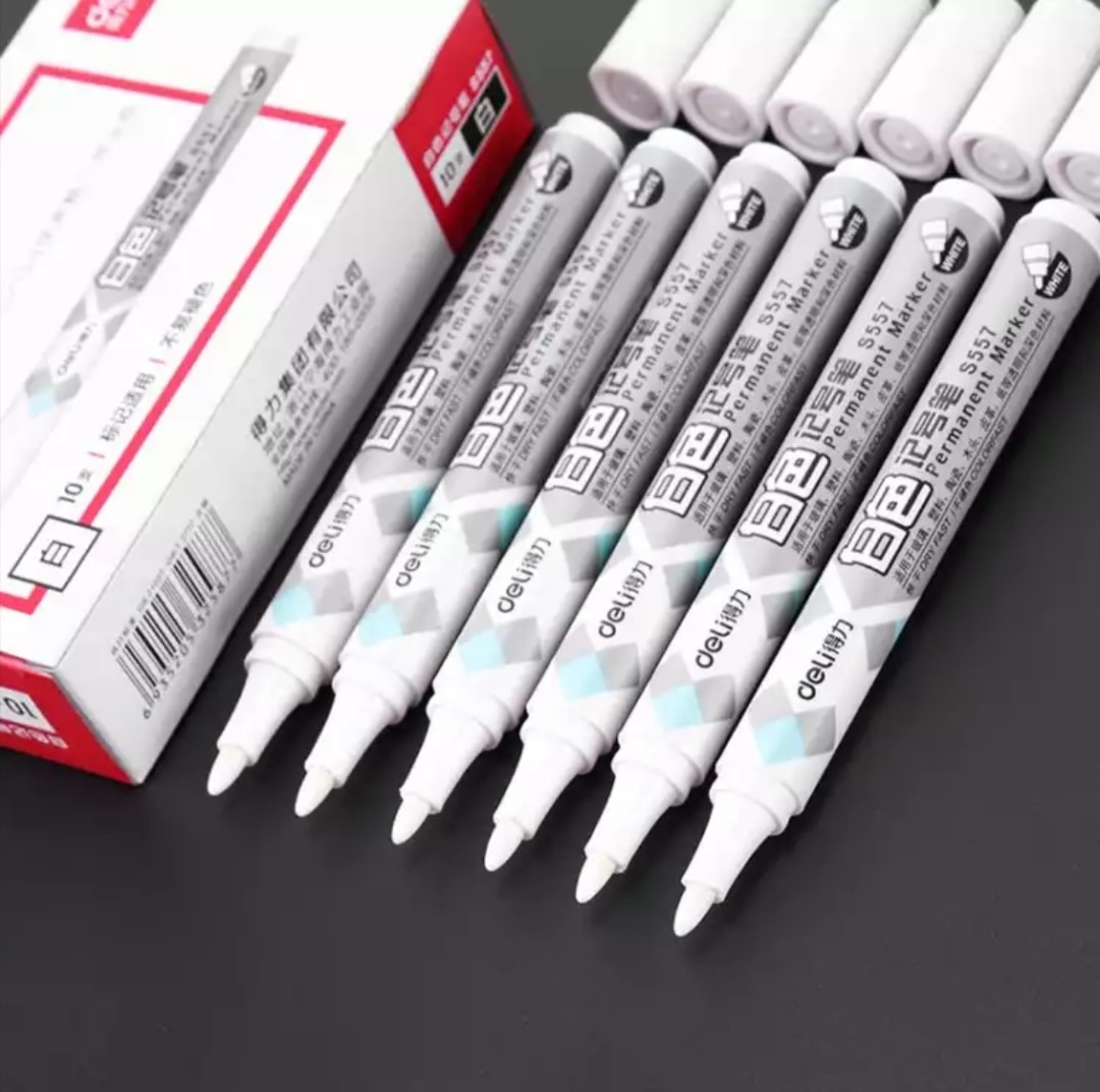 Deli White Marker Pen Waterproof Non-Fading Paint ... – Grandado