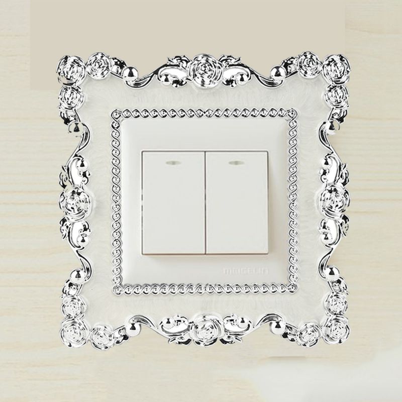 Wall Switch Decal Silver Rose Frame Switch Sticker... – Grandado