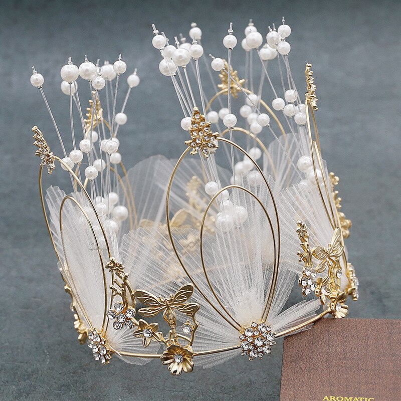 Metal Pearl Princess Crown Cake Topper Shiny Artif... – Grandado