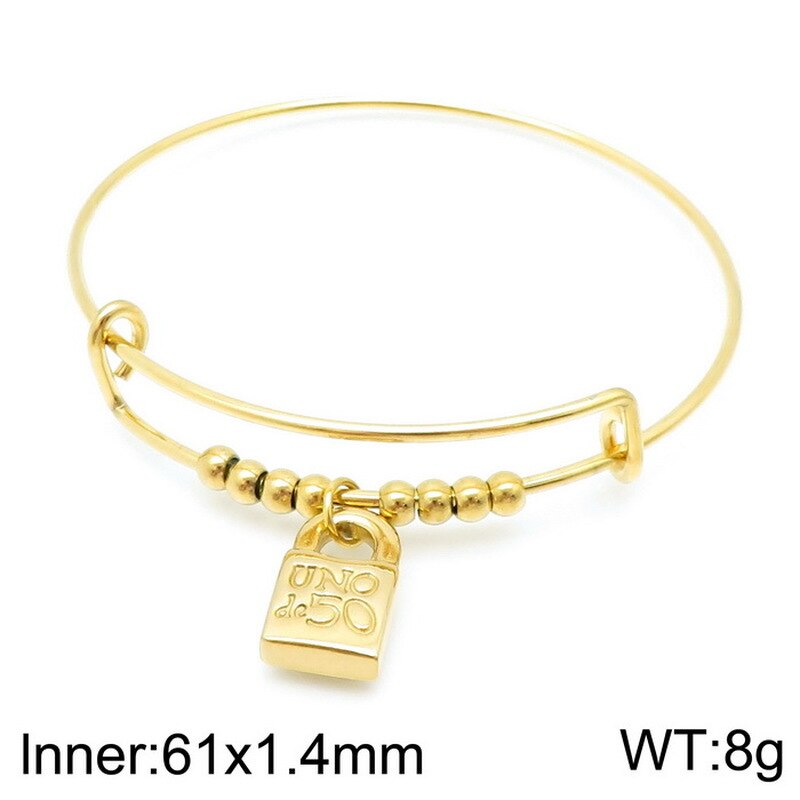 UNO 50 Bangle Spain Women Men Silver Color Golden ... – Grandado