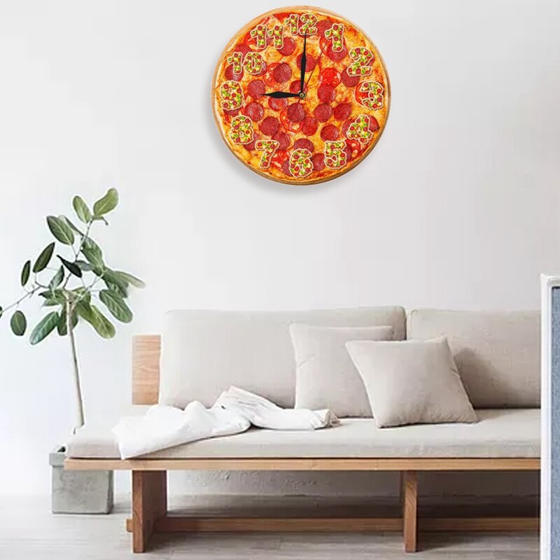 Simulation Pizza Wall Clock Western Food Shop Pizz... – Vicedeal