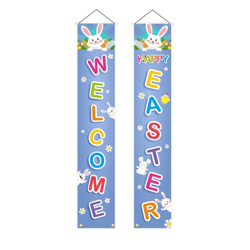 Welcome Happy Easter Front Door Vertical Sign Hang... – Grandado