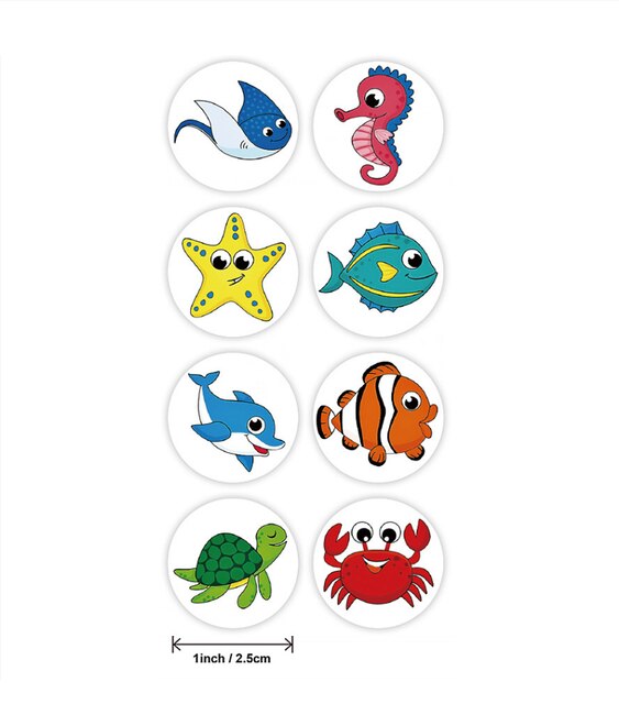 50-500pcs Cute Cartoon Sea fish Stickers For kids ... – Grandado