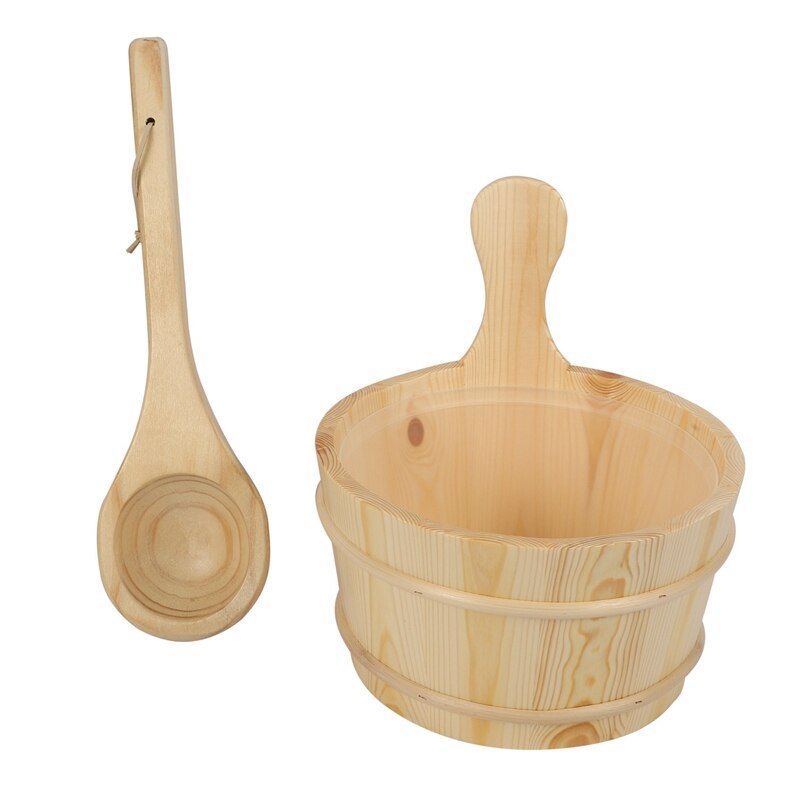 Cubo de madera Natural para baño, conjunto de cuch... – Grandado