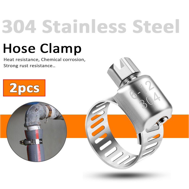 2 PCS Pipe Hose Clamps Stainless Steel Adjustable ... – Vicedeal
