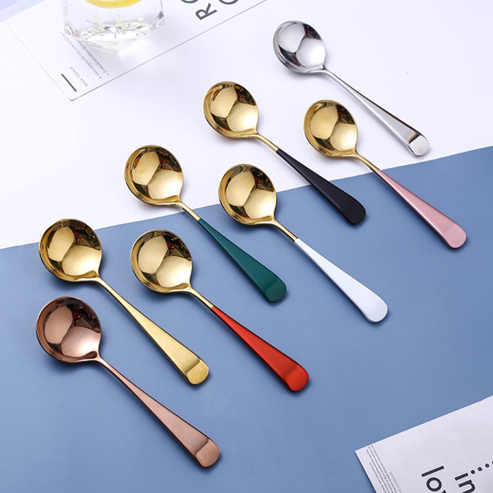 3Pcs Zilver 304 Roestvrij Stalen Lepel Mode Desser... – Grandado