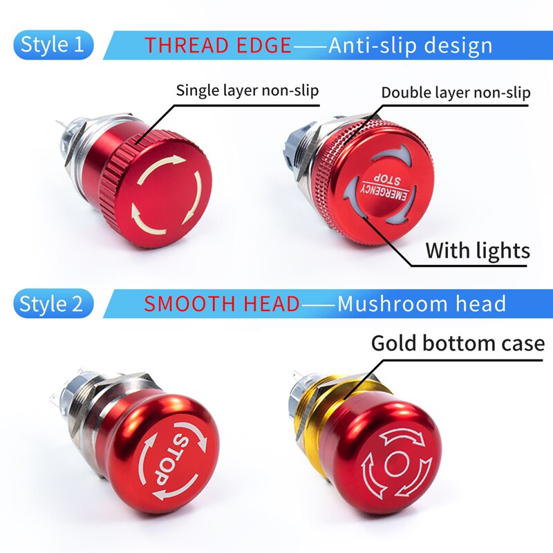 16mm 19mm 22mm metal emergency stop button switch ... – Vicedeal