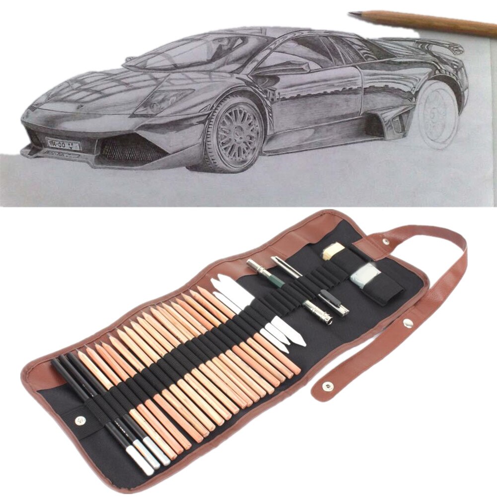 18Pcs Sketch Pencil Set Sketching Drawing Kit Wood... – Grandado