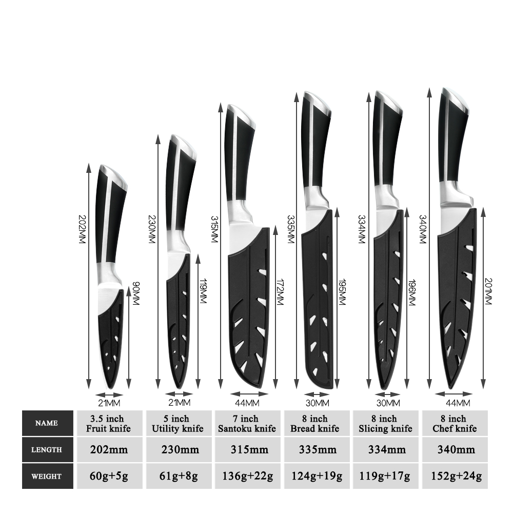 6 Pieces 3cr13 Stainless Steel Kitchen Knives Set ... – Grandado