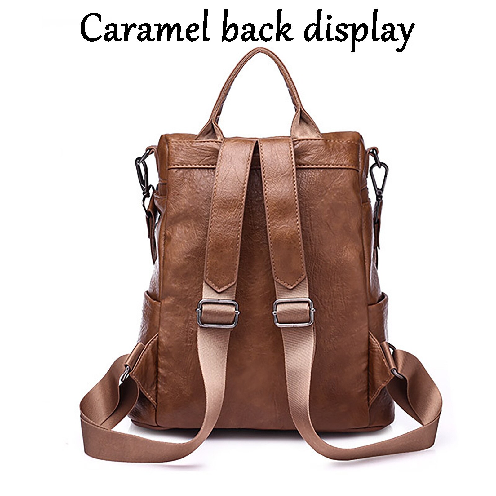 Solid Eenvoudige Vrouwen Lederen Rugzakken Vrouwel... – Grandado