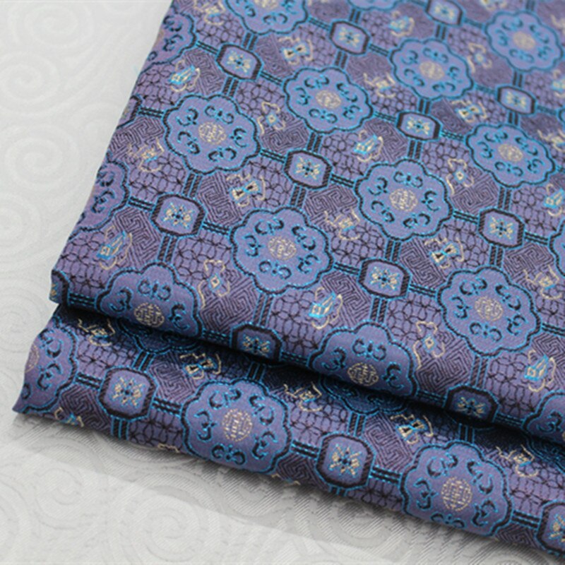 CF419 1yard Blue Silk Fabric Chinese Style Brocade... – Grandado